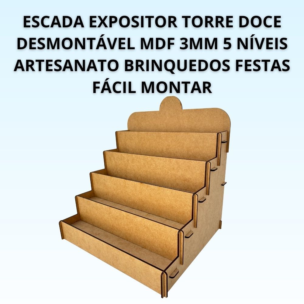 Escada Expositor Torre Doce Desmontável mdf 3mm 5 Níveis Comércio ...