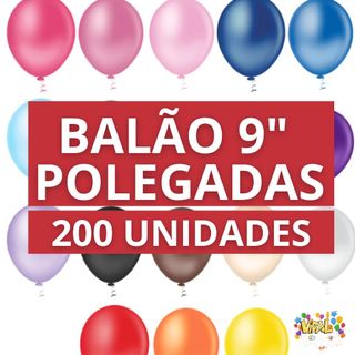 Kit 200 Unidades Balão Bexiga 9" Polegadas Diversas Cores Linha ...