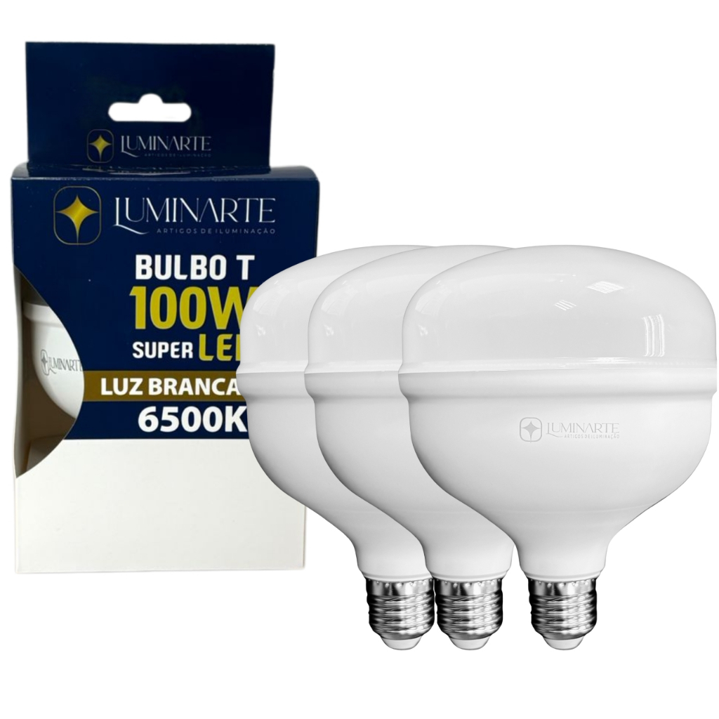 Kit 3 Lâmpadas Led 100W Bulbo 6500kBranco Frio(LUZ BRANCA)E27+E40 ...