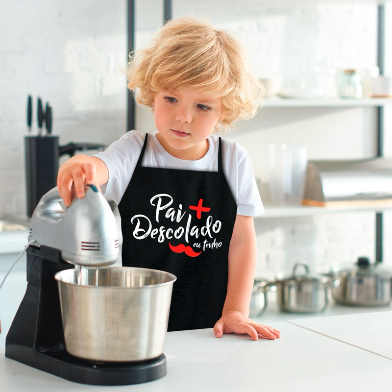 Avental Infantil Vida Pratika Pai Descolado Preto | Shopee Brasil