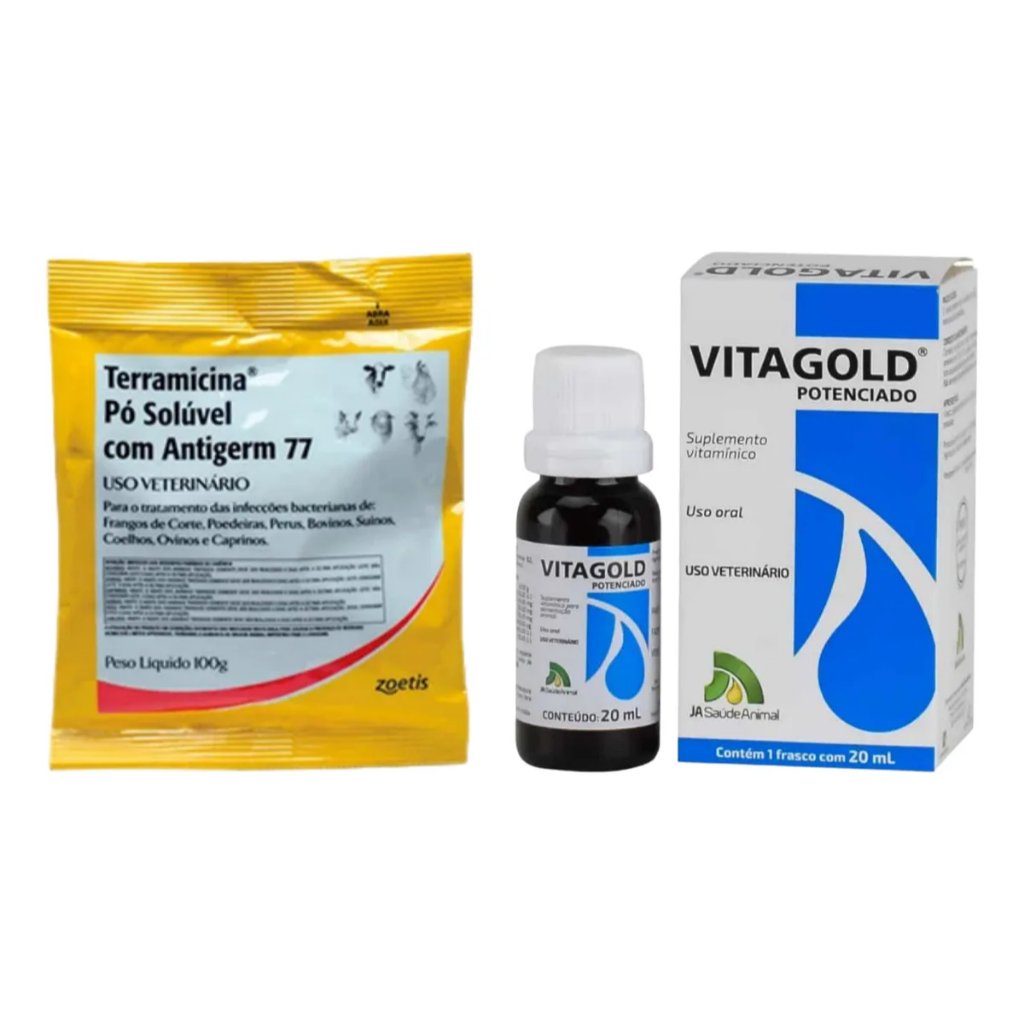 Kit Terramicina Pó Solúvel 100g + Vitagold 20ml | Shopee Brasil