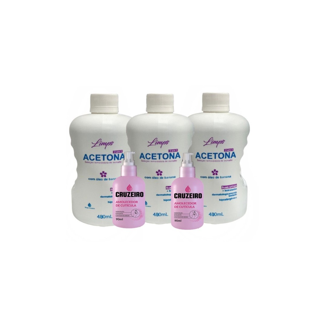 3 Acetona Lips + 2 Amolecedor de Cutículas | Shopee Brasil