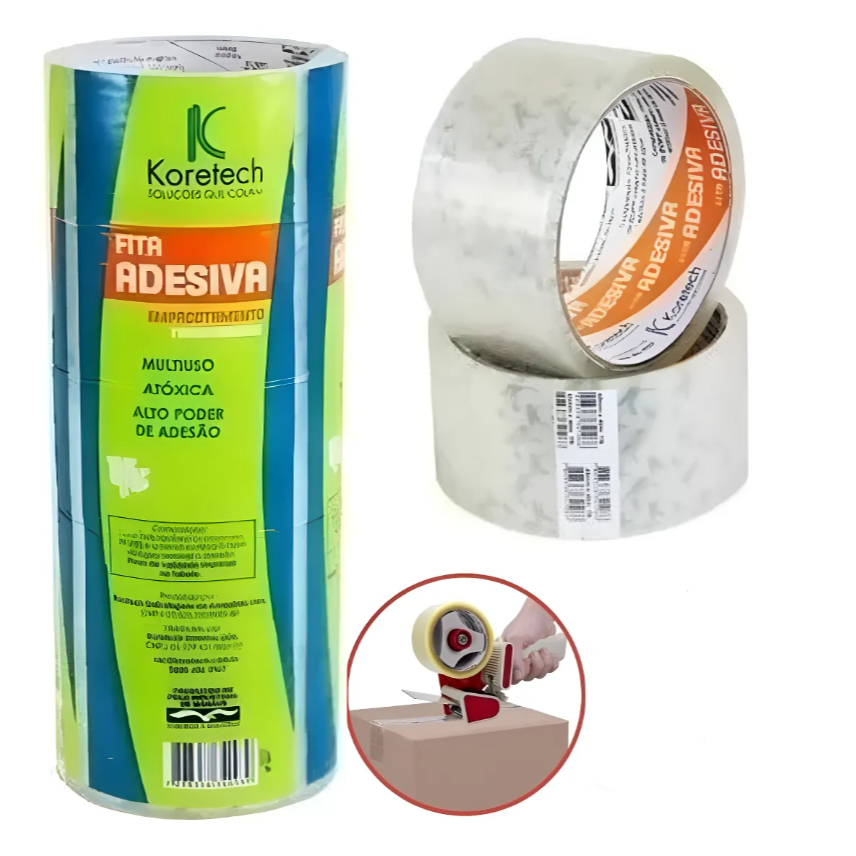Durex Largo 45x40m Fita Adesiva Cristal Kit Com 4 Rolos Cor ...