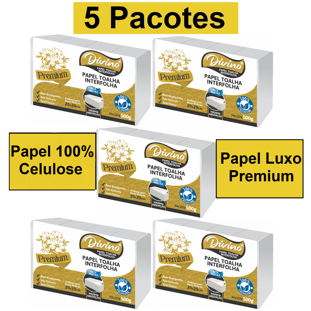 Papel Toalha Interfolha Interfolhado Premium Branco Luxo 100% Celulose ...