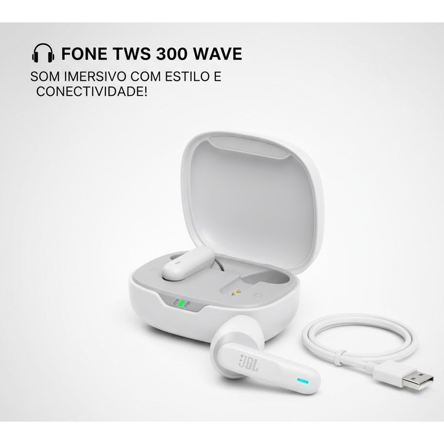Fone TWS 300 Wave Graves Potentes + Bluetooth 5.2 + 26h de Bateria ...