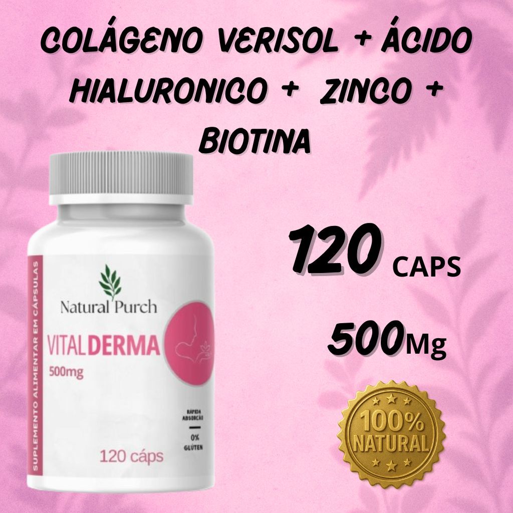 VITAL DERMA - NATURAL PURCH - 120 CAPS - 100%NATURAL | Shopee Brasil