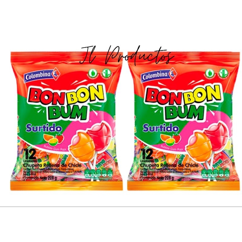 Pirulito Bom Bom bum Surtido sacola de 12 unidades Colombina | Shopee ...