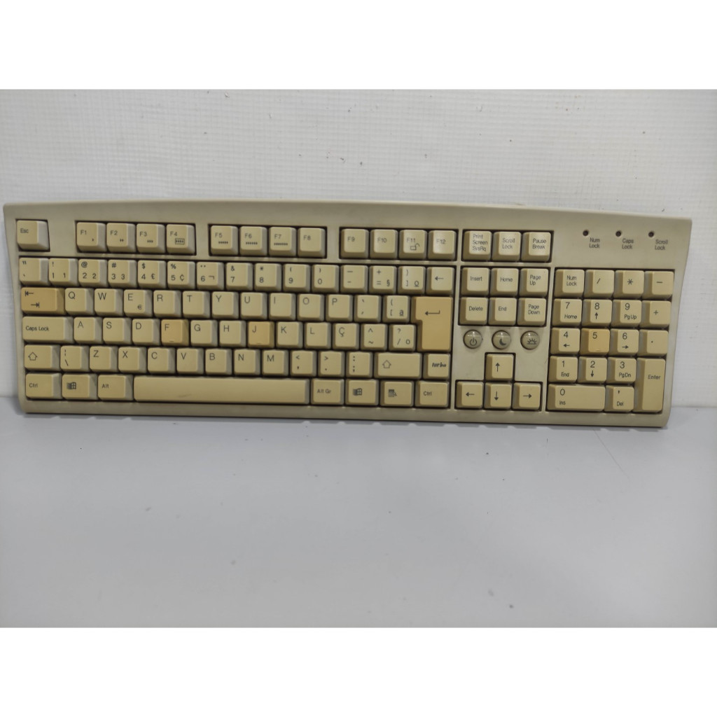 Teclado Antigo Ps2 Mini Din Retro Pc Vintage Knm - Branco - Português ...