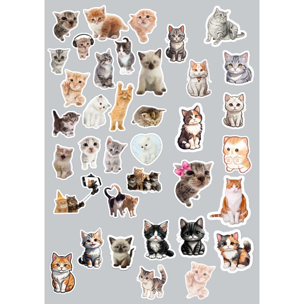 Kit 37 Adesivos Gatos Fofos – 37 Unidades Aesthetic para Caderno ...