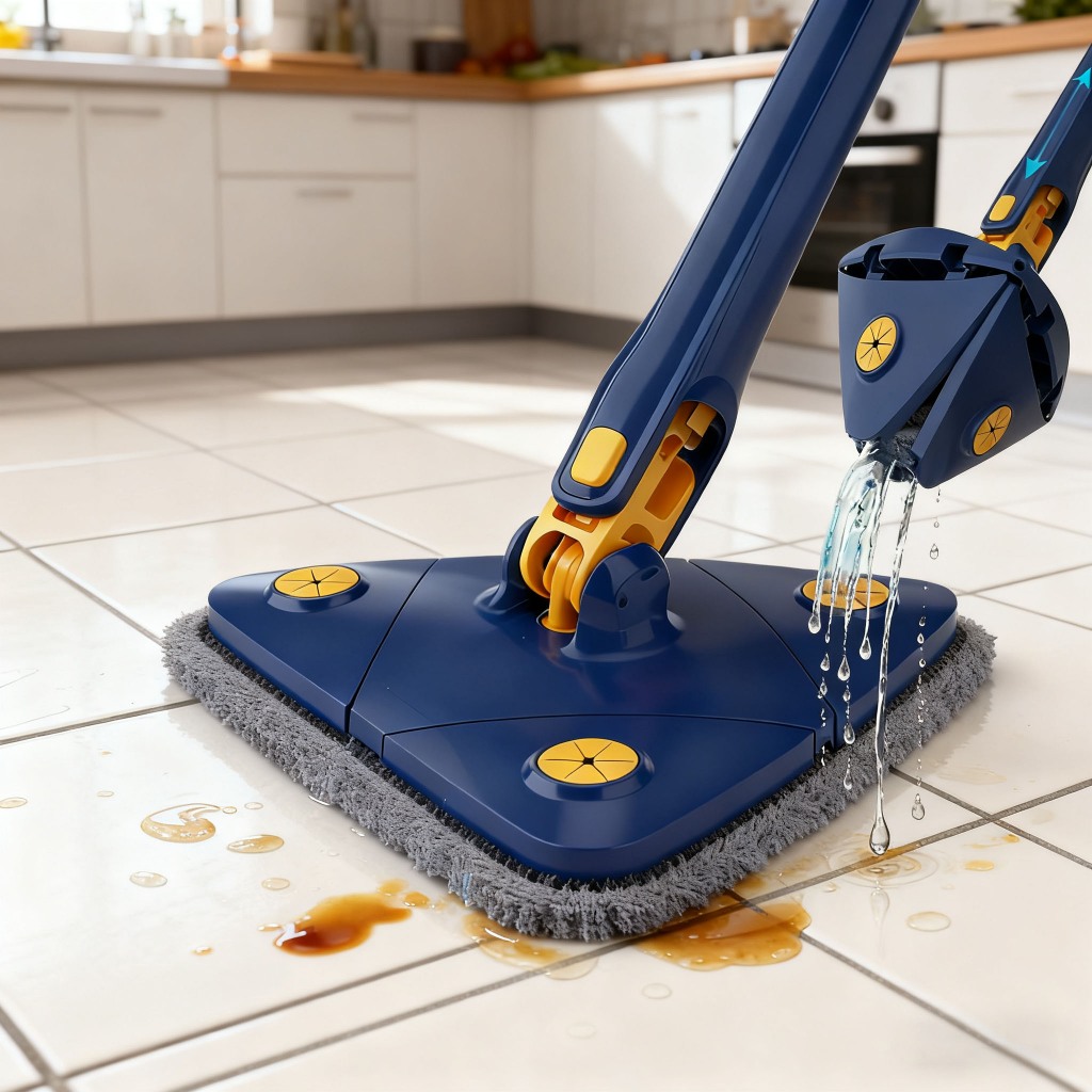 Mop triangular sem necessidade de usar as mãos mop retrátil e giratório ...