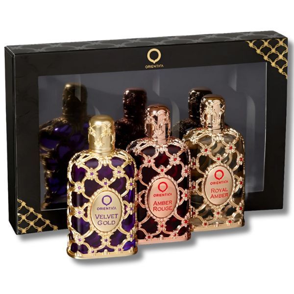 Kit Perfume Árabe Orientica Amber Rouge, Royal Amber e Velvet Gold 30ml ...