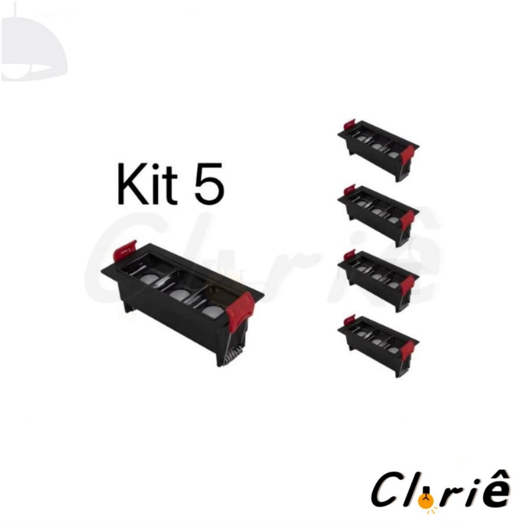 Kit Com 5 Spot 3W Preto Embutido Slim Spot Retangular Minimalista Led ...