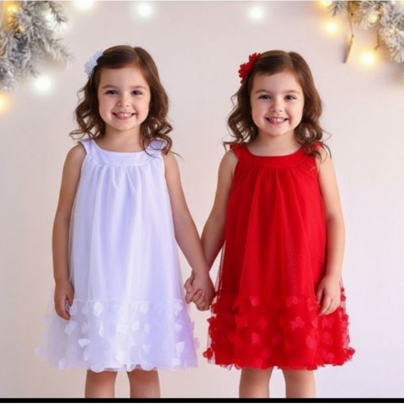 Vestido de Natal Menina Bella ,de festa vermelho e branco para meninas ...