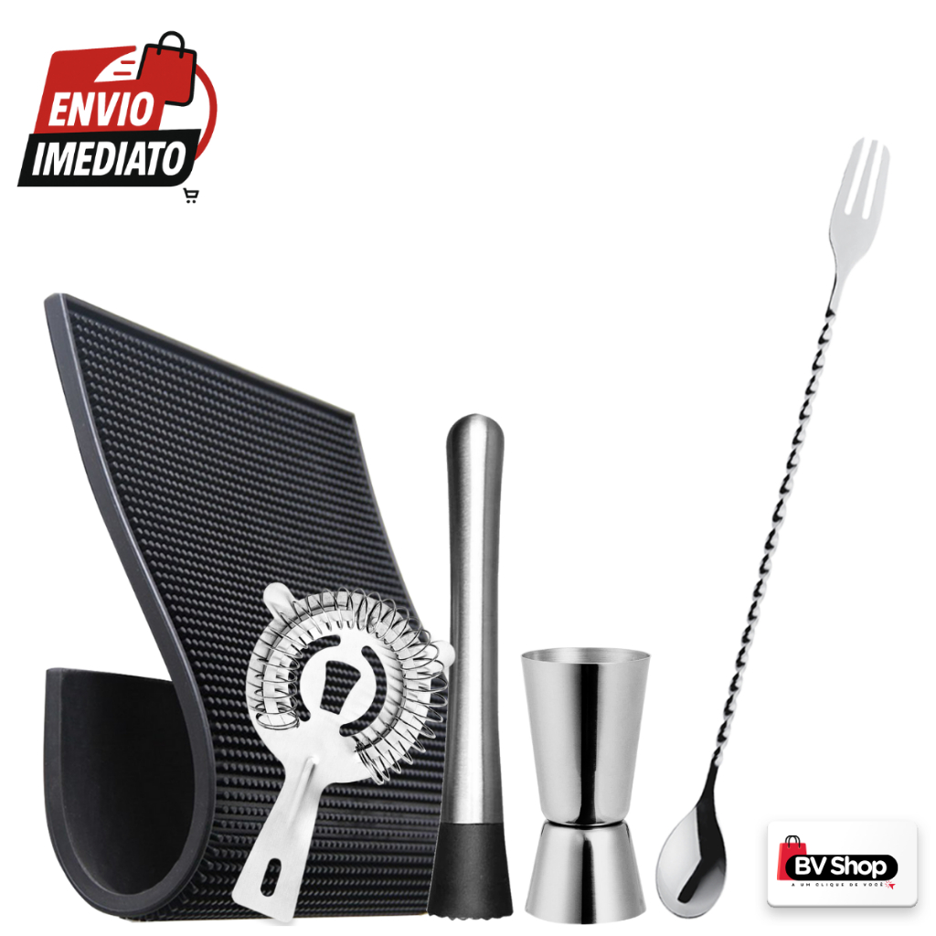 Kit Barman Profissional Completo 5 Peças Inox - Crie Drinks Perfeitos ...