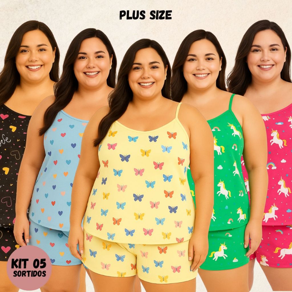 Kit 5 Baby Doll Plus Size XGG Feminino TAMANHO 44-46- 48-50 | Shopee Brasil