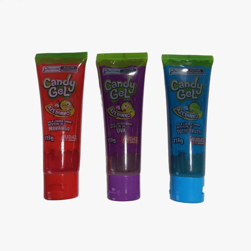 Kit 3 Candy Gel Azedinha Morango, Uva e Tutti Frutti 113g cada Bala ...