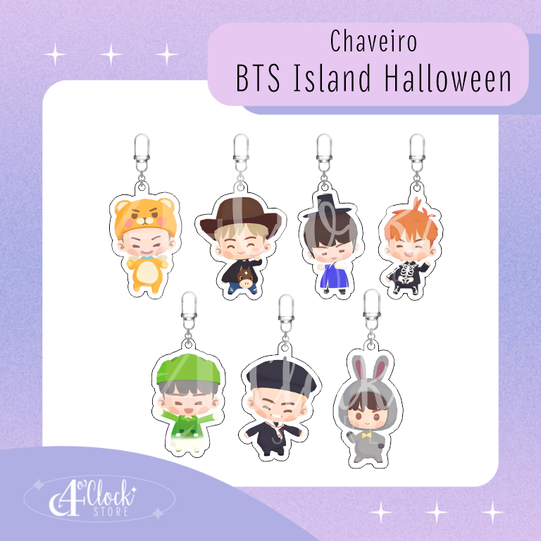 Chaveiro/ Photocard BTS Island Halloween Fanmade RM/ Jin/ Suga/ J-hope ...