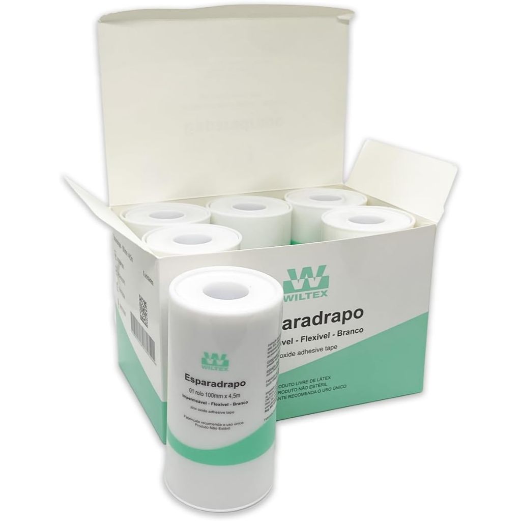 Caixa c/ 6 unidades Esparadrapo Impermeável Fita Adesiva Branco ...