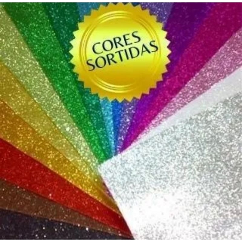 Kit 3 folhas de EVA com glitter 40cm x 48cm (pode escolher as cores ...