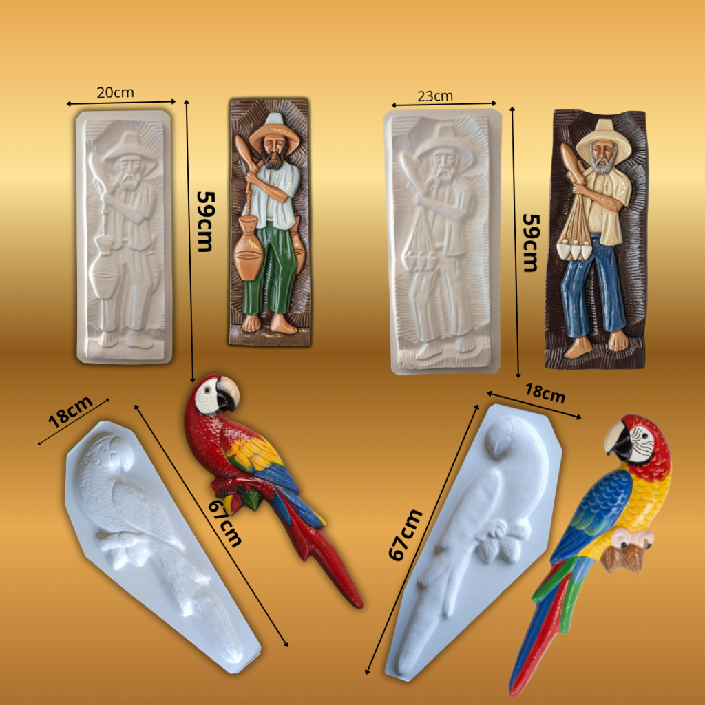 Super Kit XG com 4 Formas para Artesanato em Gesso – Modelos XG-01, XG ...