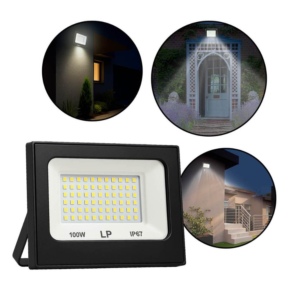 Refletor LED 100W Bivolt IP67 Branco Frio RGB Alta Luminosidade Para ...