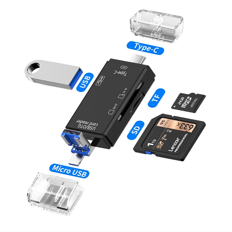 Leitor De Cartão Tipo C 6 Em 1 OTG USB3.0 Micro SD Mini Adaptador TF ...