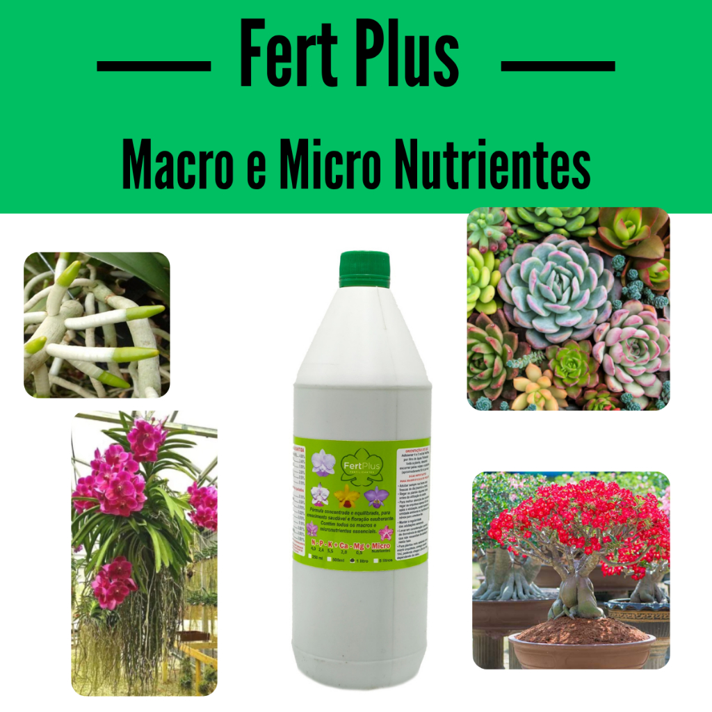 Fert Plus 500ml Orquídeas Macro Micro Nutrientes Completo Floração ...