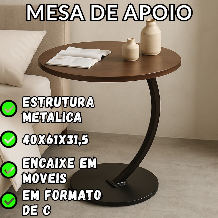 Mesa De Apoio 40X61X31,5CM Mesa Lateral Encaixe Em Moveis Pequena ...
