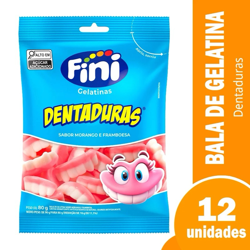 Kit 12 Unidades Bala de Gelatina Fini Dentaduras 80g Caixa Fini ...