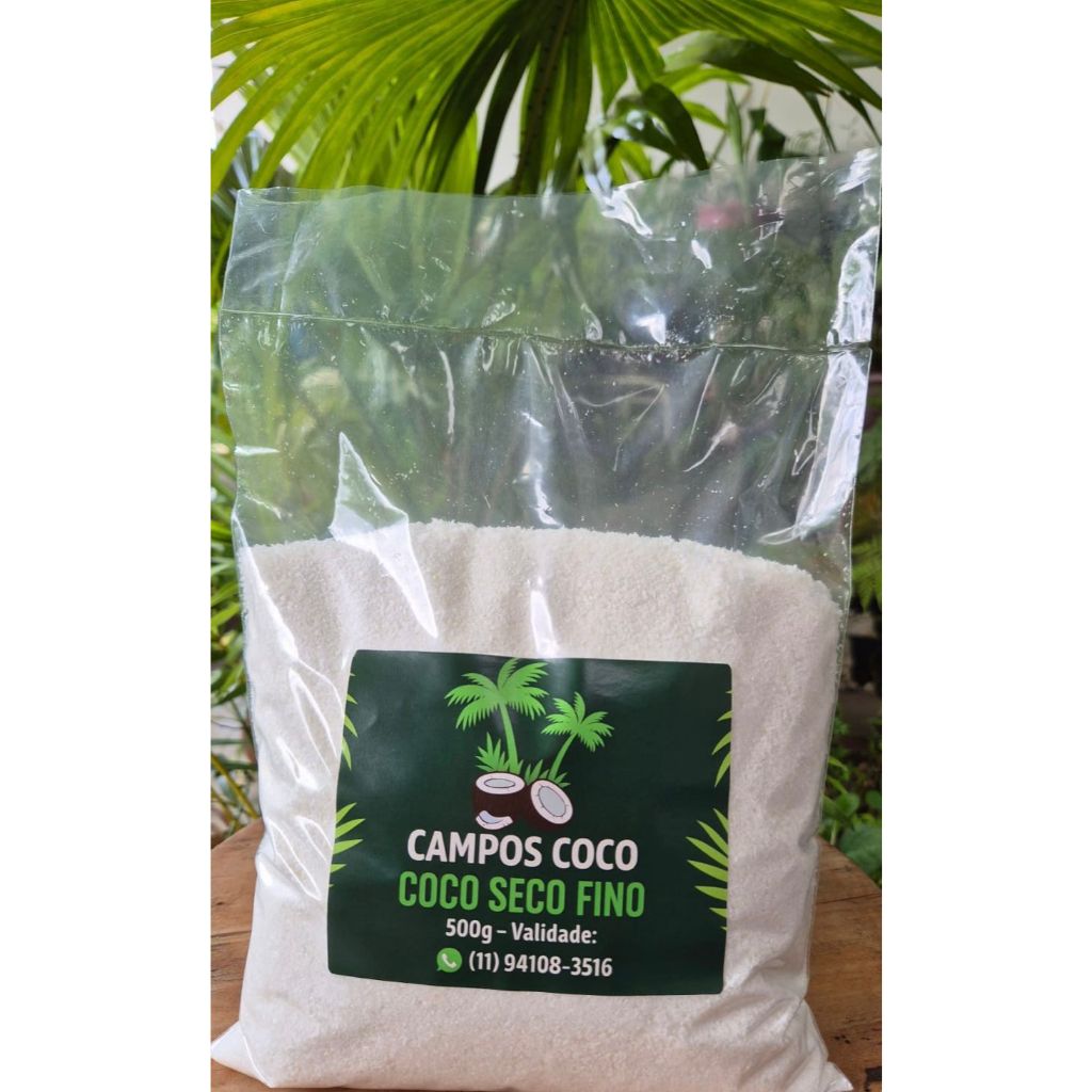 Coco Seco Fino sem açúcar - Campos Coco 500g - 1Kg | Shopee Brasil