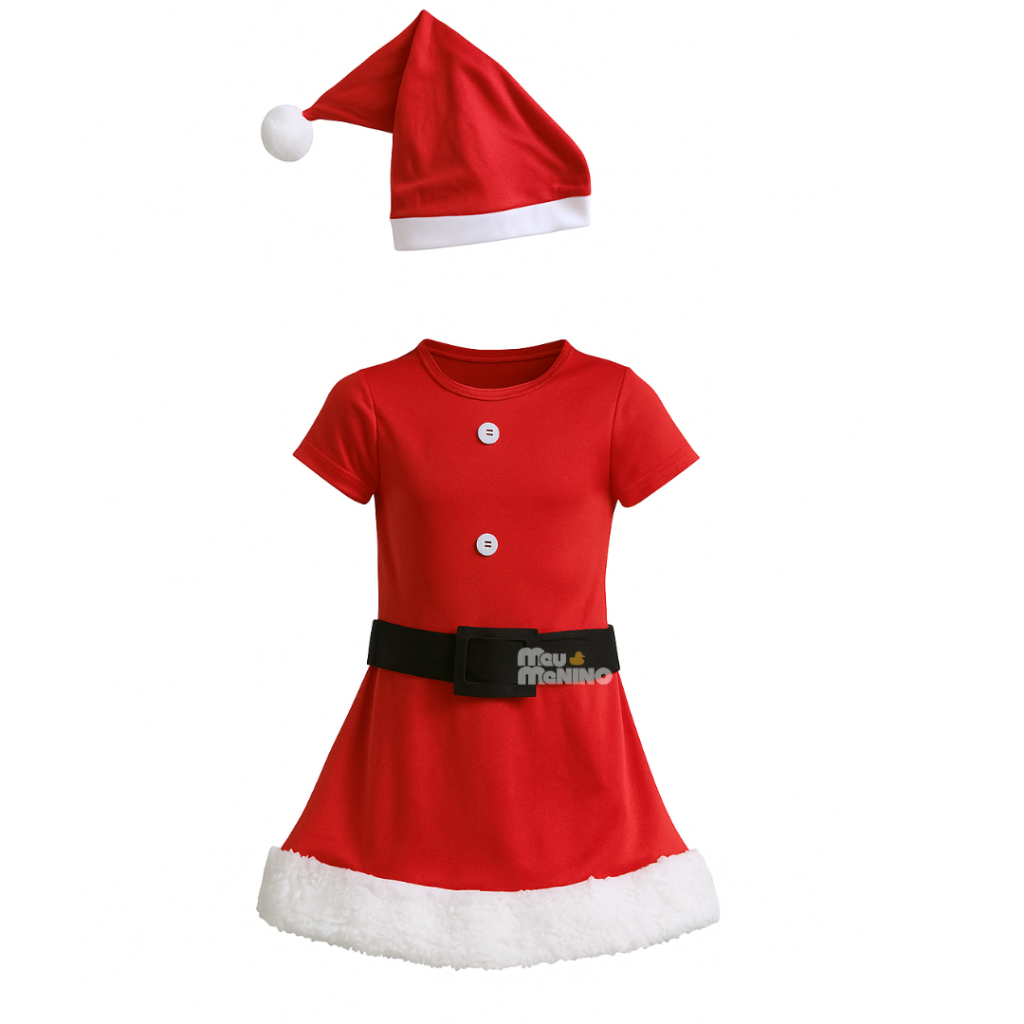 Vestido Natal Infantil Mamãe e Papai Noel Menina Roupa de Natal ...