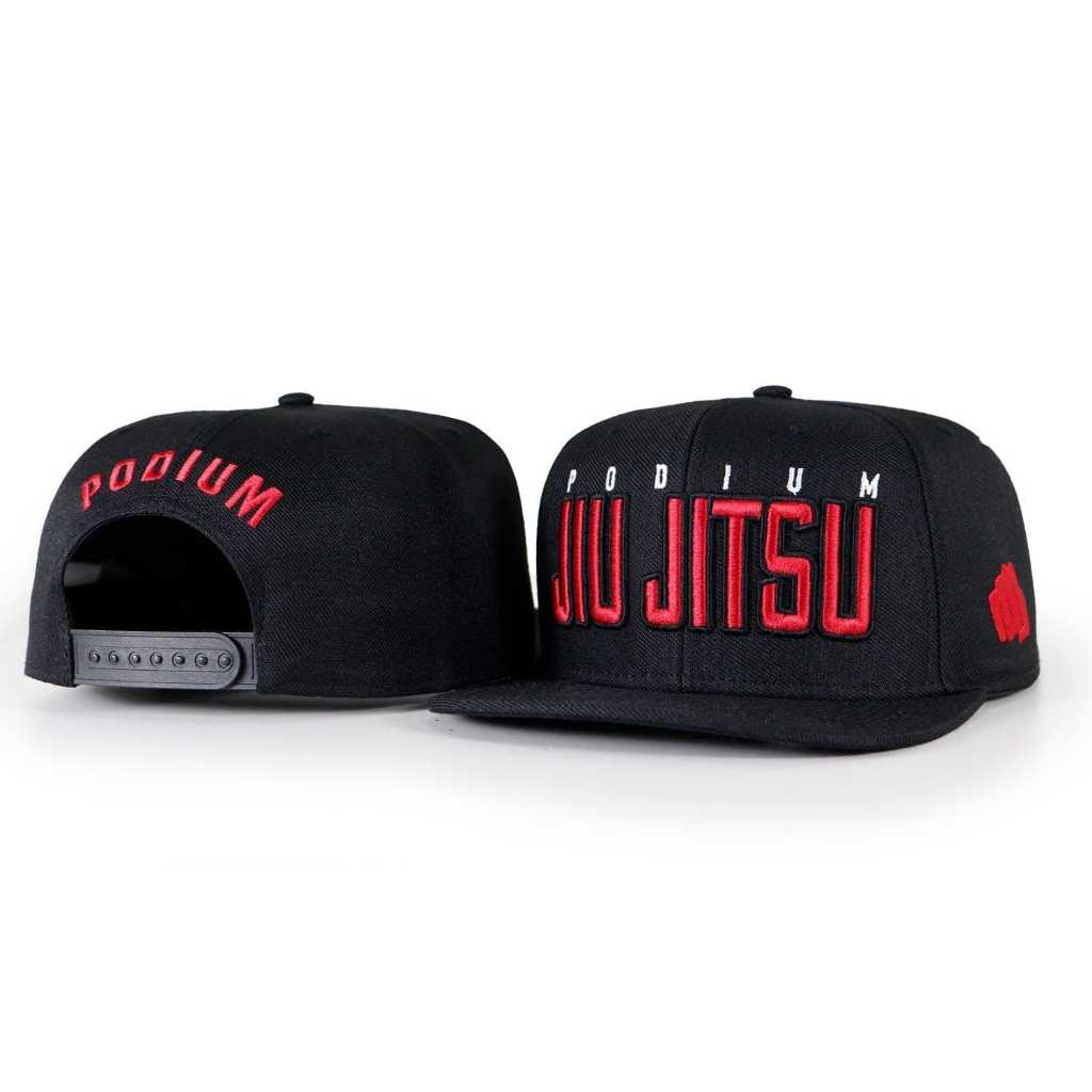 Boné Jiu-Jitsu Aba Reta com escrita vermelha em alto relevo | Shopee Brasil