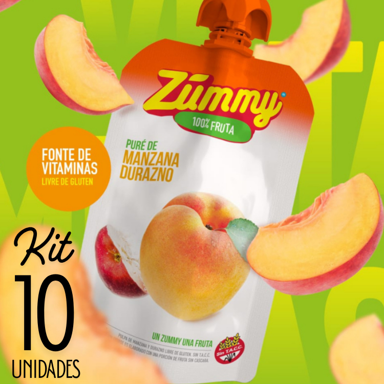 Zummy Suco Polpa Pure Papinha de Fruta Pessego e Maça 110g ( Pack c/10 ...