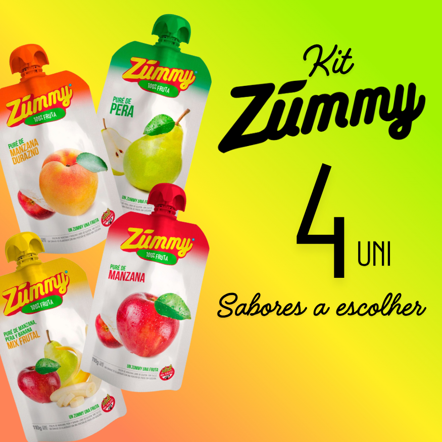 Pure de frutas Zummy com 4 unidades uma de cada sabor ( Salada de fruta ...