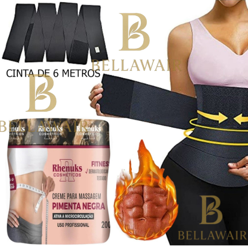 Kit Seca Barriga Redutor De Medidas Cinta Elastica + Gel Pimenta Negra ...