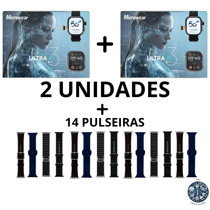 Kit 2 Smartwatch Microwear Ultra Ai3 — 5G, Chip, Câmera, 2GB RAM ...