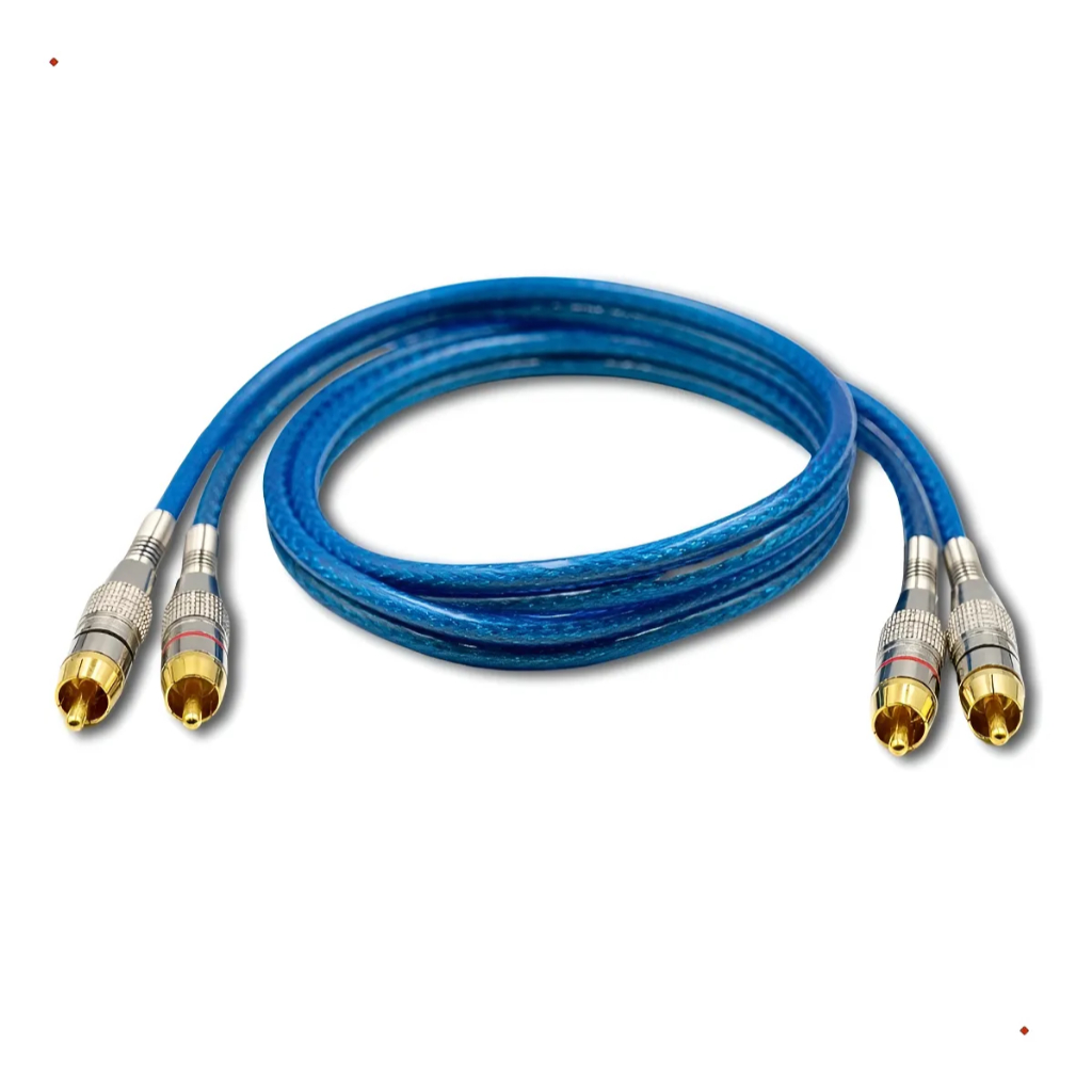 Cabo Rca 1 Metro Dupla Blindagem 5mm Plug Metal Blindado Cor Azul ...