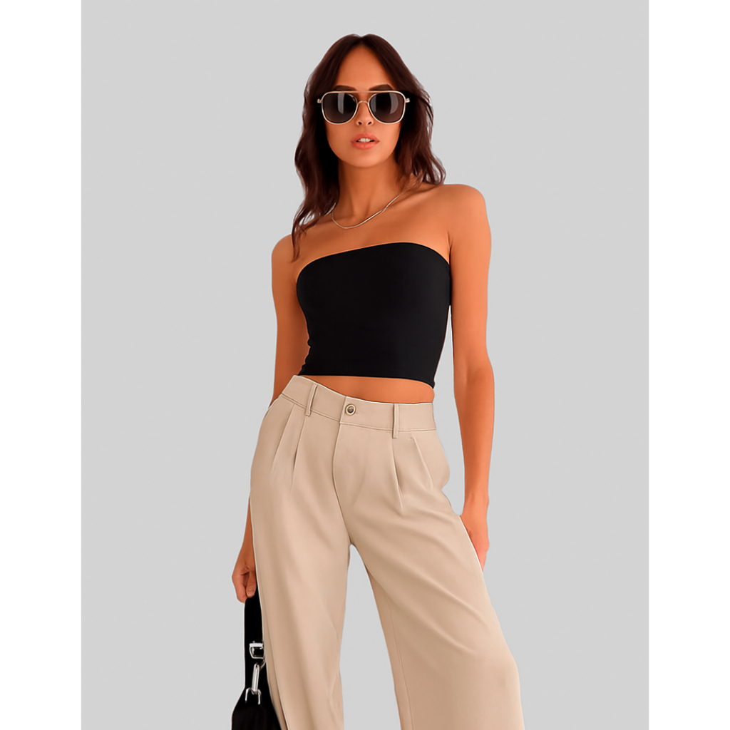 TOP CROP TUBE TOP CROPPED SEM ALÇAS JUSTO PRETO DUPLO Sem Bojo | Shopee ...