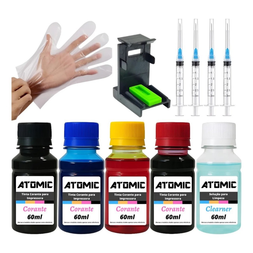 Kit Recarga Refil de Tinta para Cartucho Compatível com Impressora Hp ...