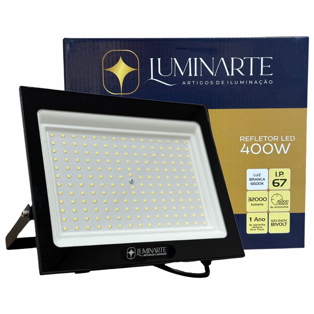 Refletor Led 400w Branco Frio (LUZ BRANCA) 6500k IP67 Bivolt Econômico ...