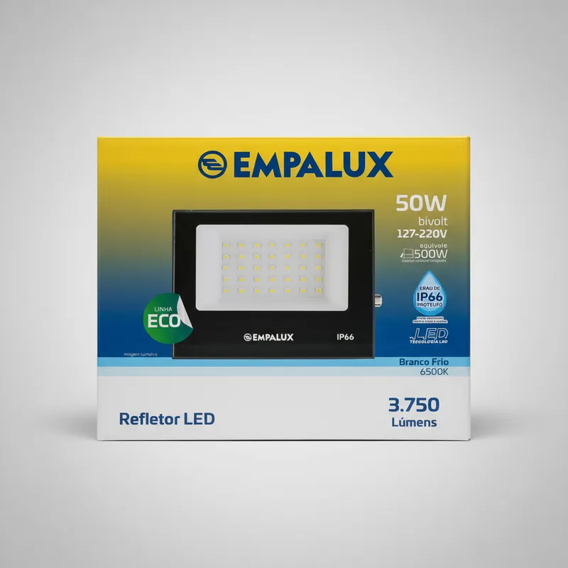 REFLETOR LED BIVOLT 50W 6.500K 3.750LM 11X13CM - EMPALUX | Shopee Brasil