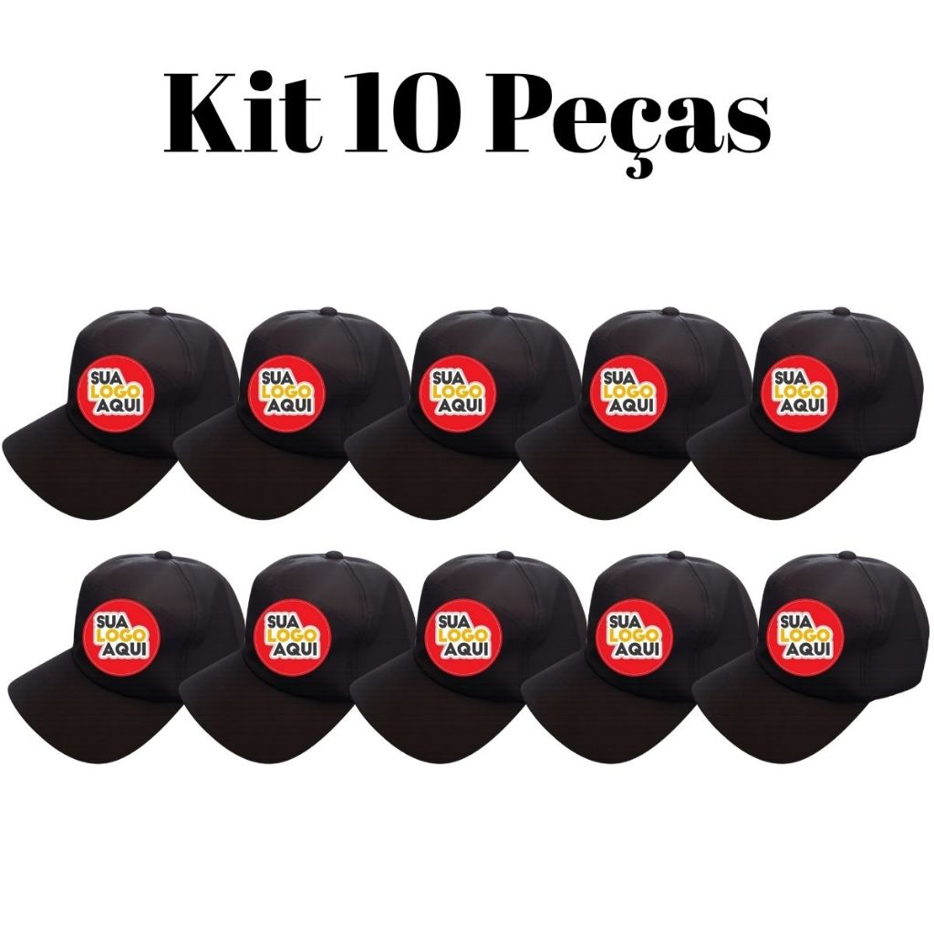 Kit 10 Bonés Personalizados Trucker Oxford Liso Aba Curva Simples DTF | Shopee Brasil