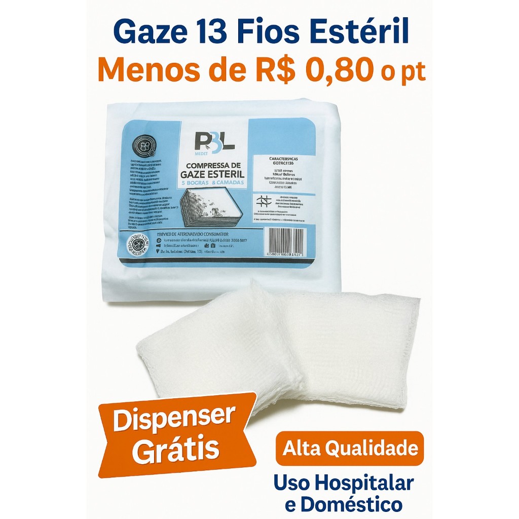 Gaze 13 Fios Estéril | Menos de R$ 0,80 o pct | Alta qualidade PBL ...