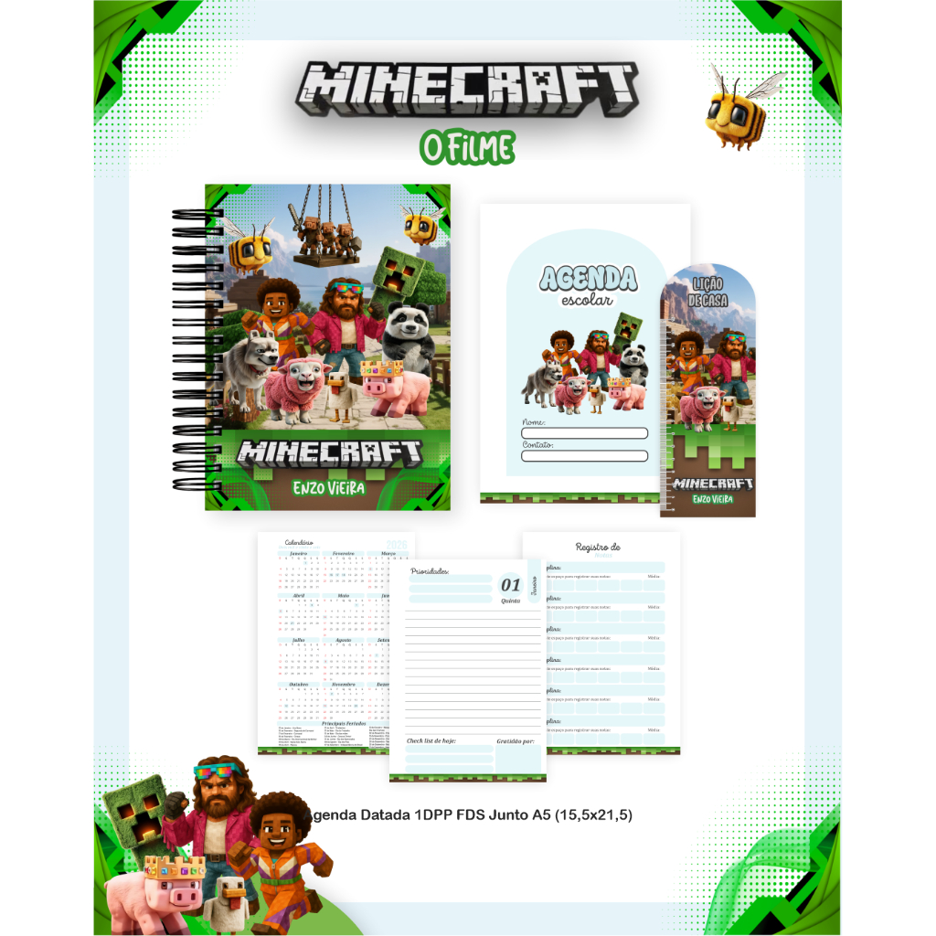 Agenda Escolar Minecraft 1 Dia por página FDS juntos. | Shopee Brasil