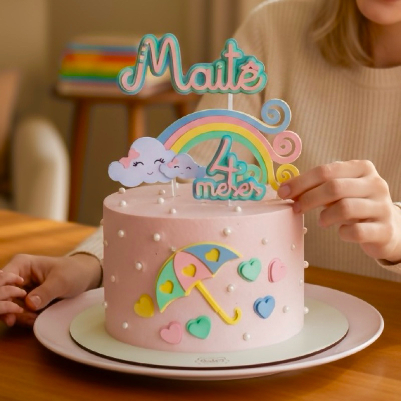 Topper | Tags | Topo de Bolo Personalizado em Camadas Luxo - NUVEM ...