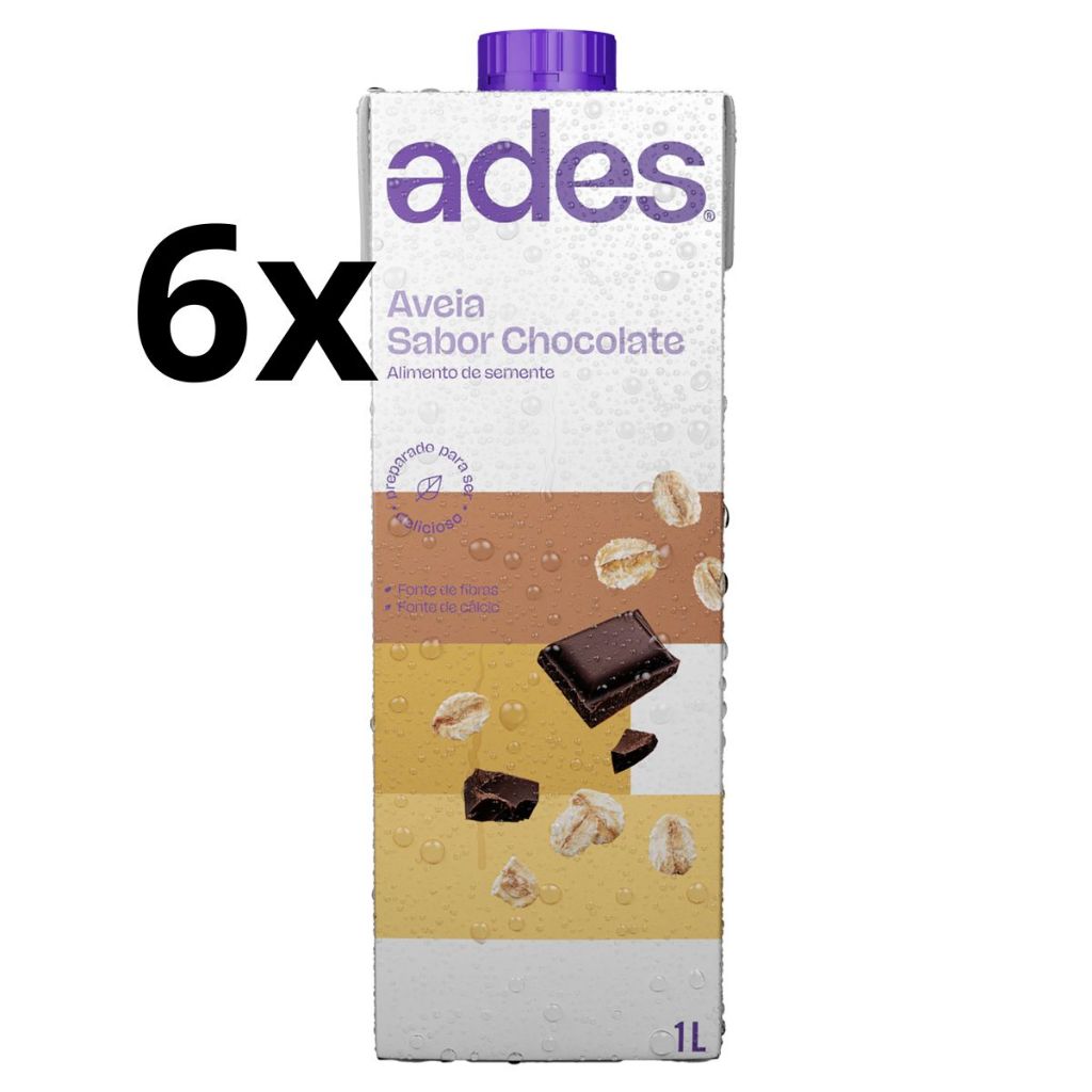 Kit com 6 Ades Bebida de Aveia sabor chocolate 1L cada | Shopee Brasil