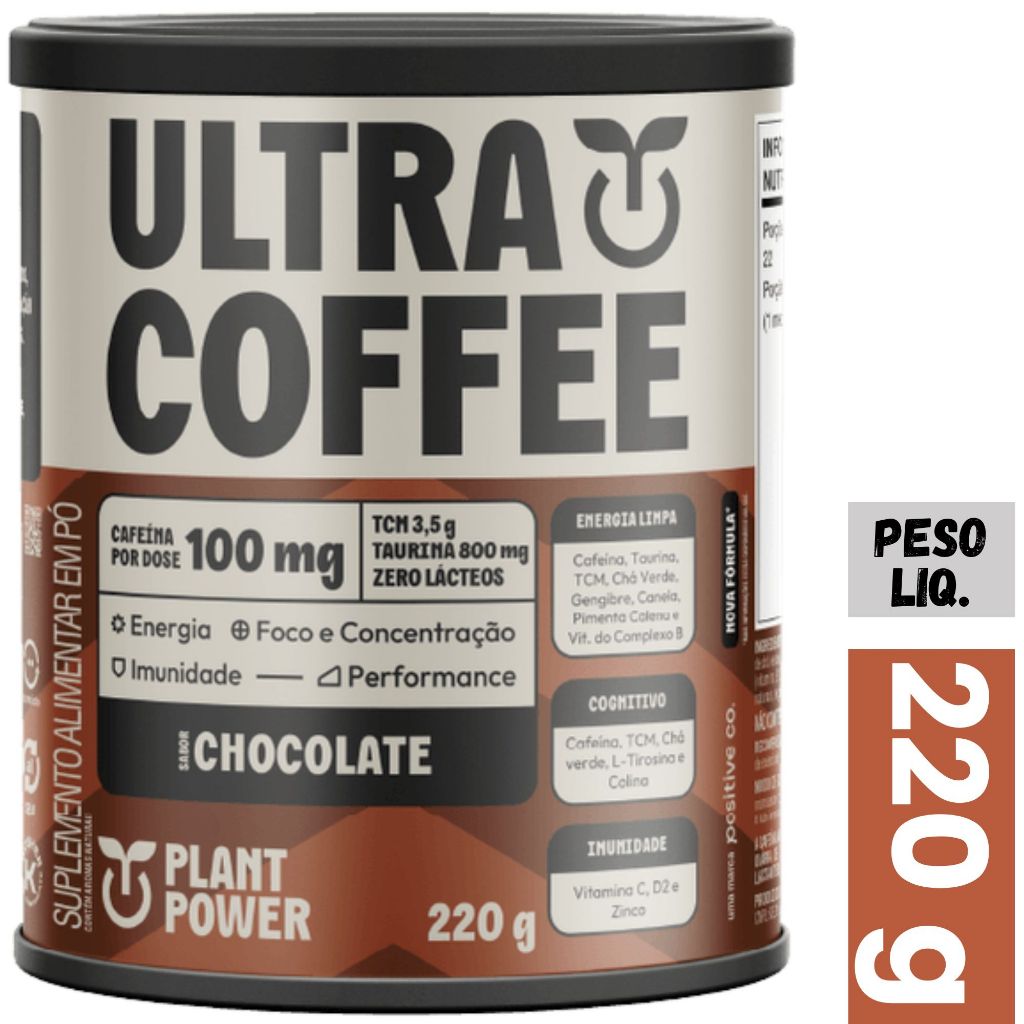 Ultra Coffee 220g Chocolate Plant Power Café S/ Glúten Pré Treino ...