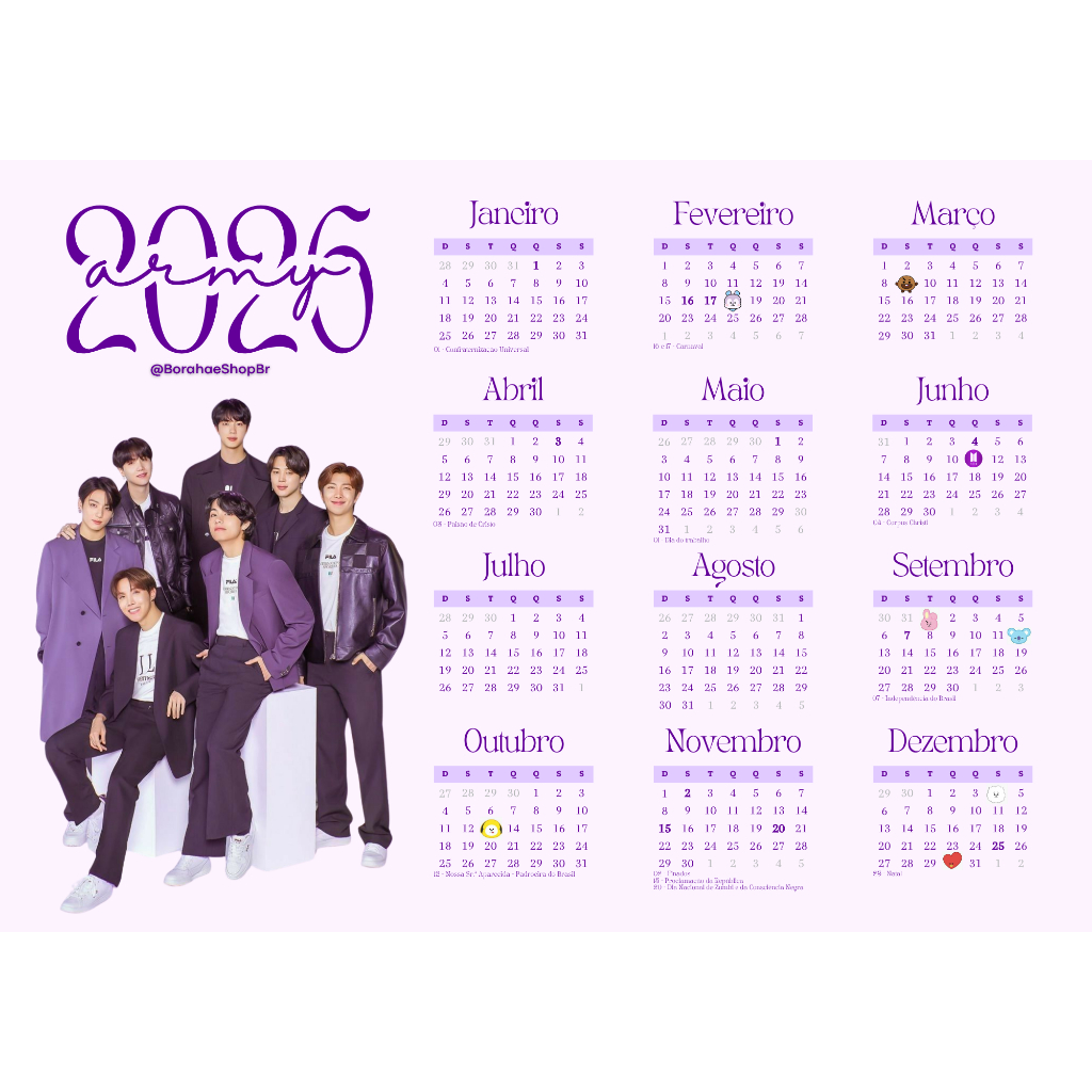 Calendário de parede BTS, personalizado Kpop e outros temas | Shopee Brasil