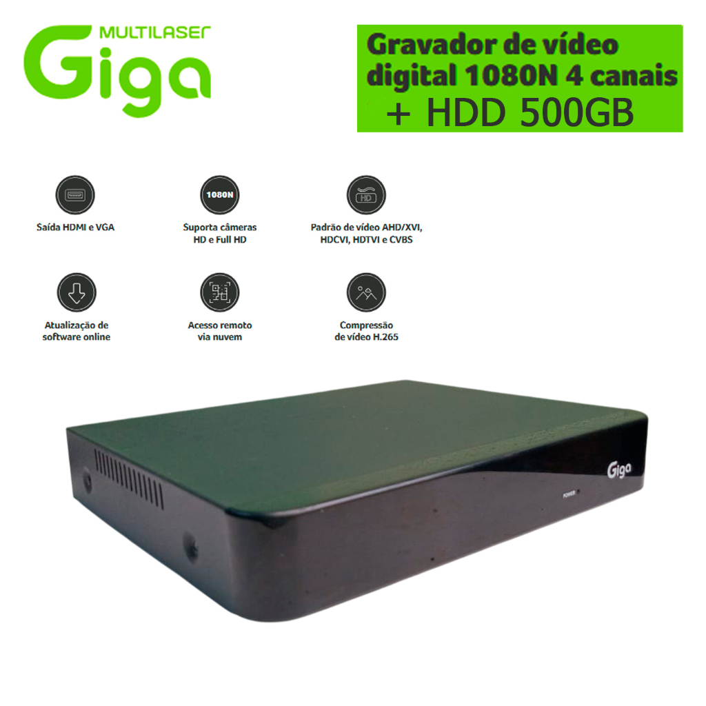 Gravador DVR HVR Giga 4 Canais GIGA 1080p +HDD500GB (USADO) | Shopee Brasil