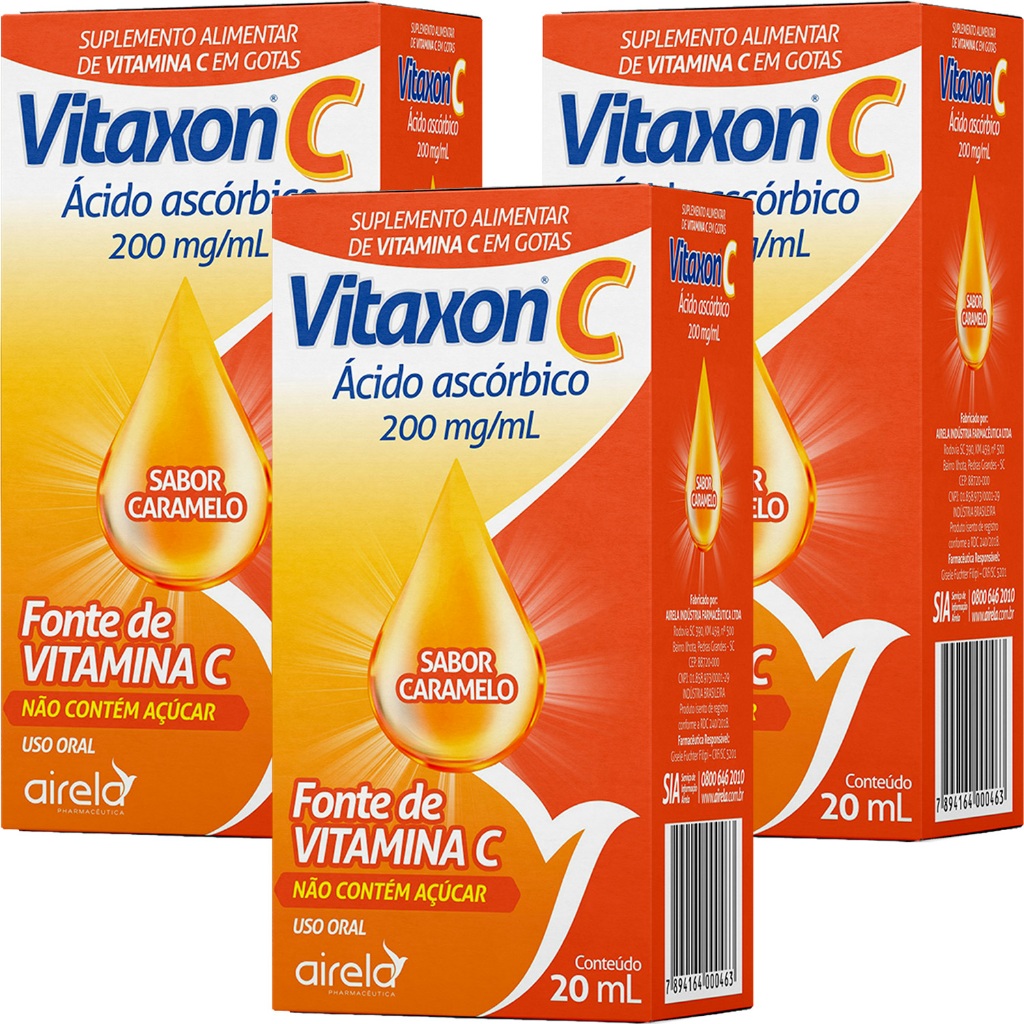 Vitamina C 200mg/ml Vitaxon Gotas Sabor Caramelo 20ml Airela | Shopee ...